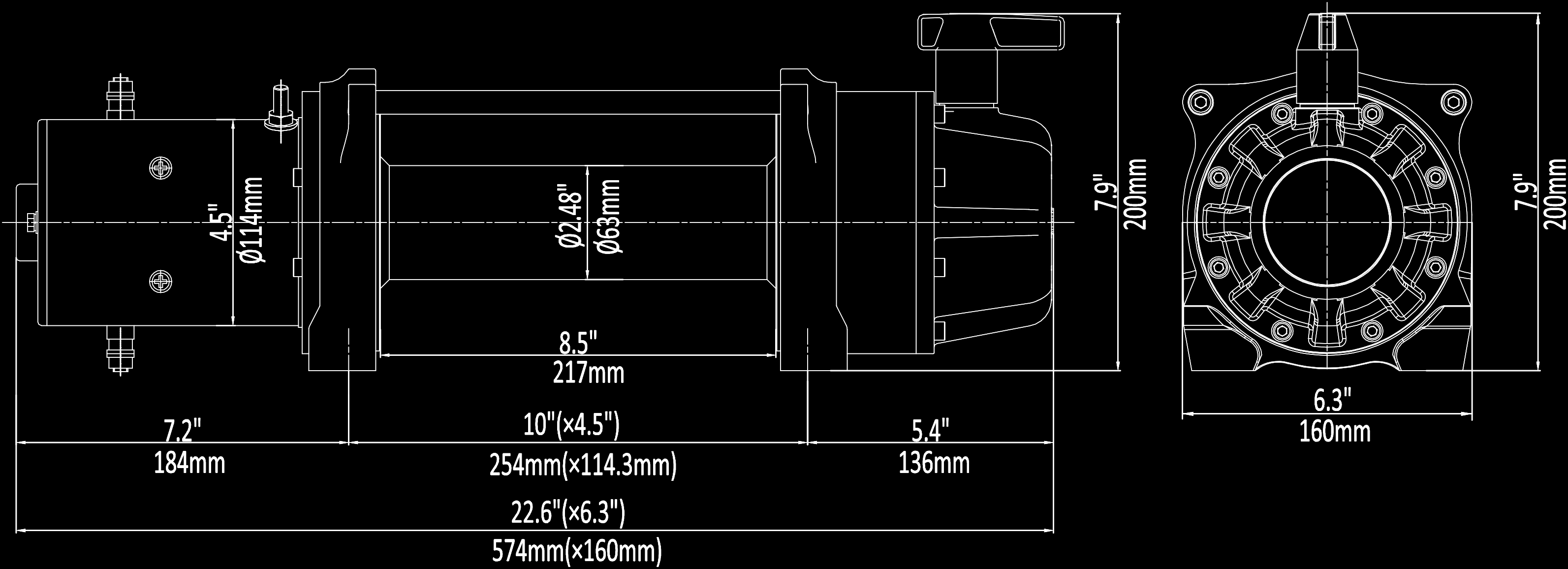 4X4 & General Winch Dimensional Drawings – Runva