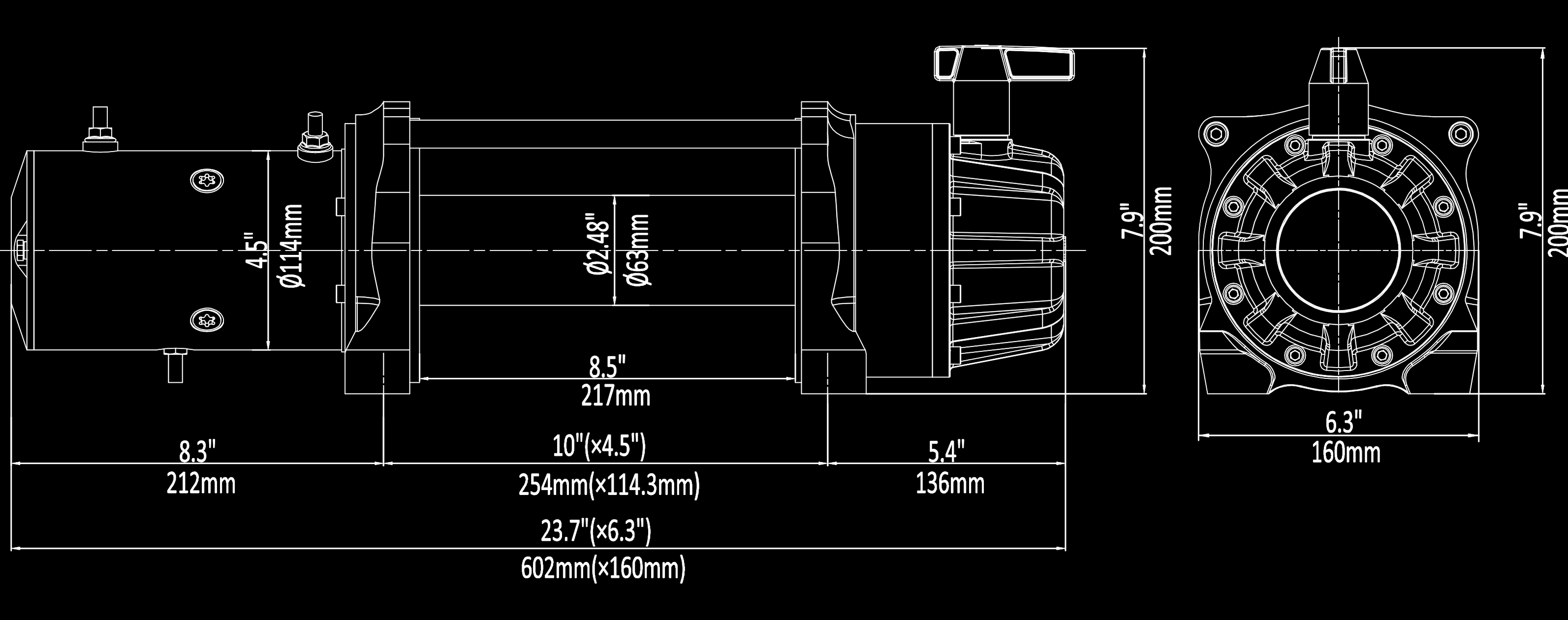 4X4 & General Winch Dimensional Drawings – Runva