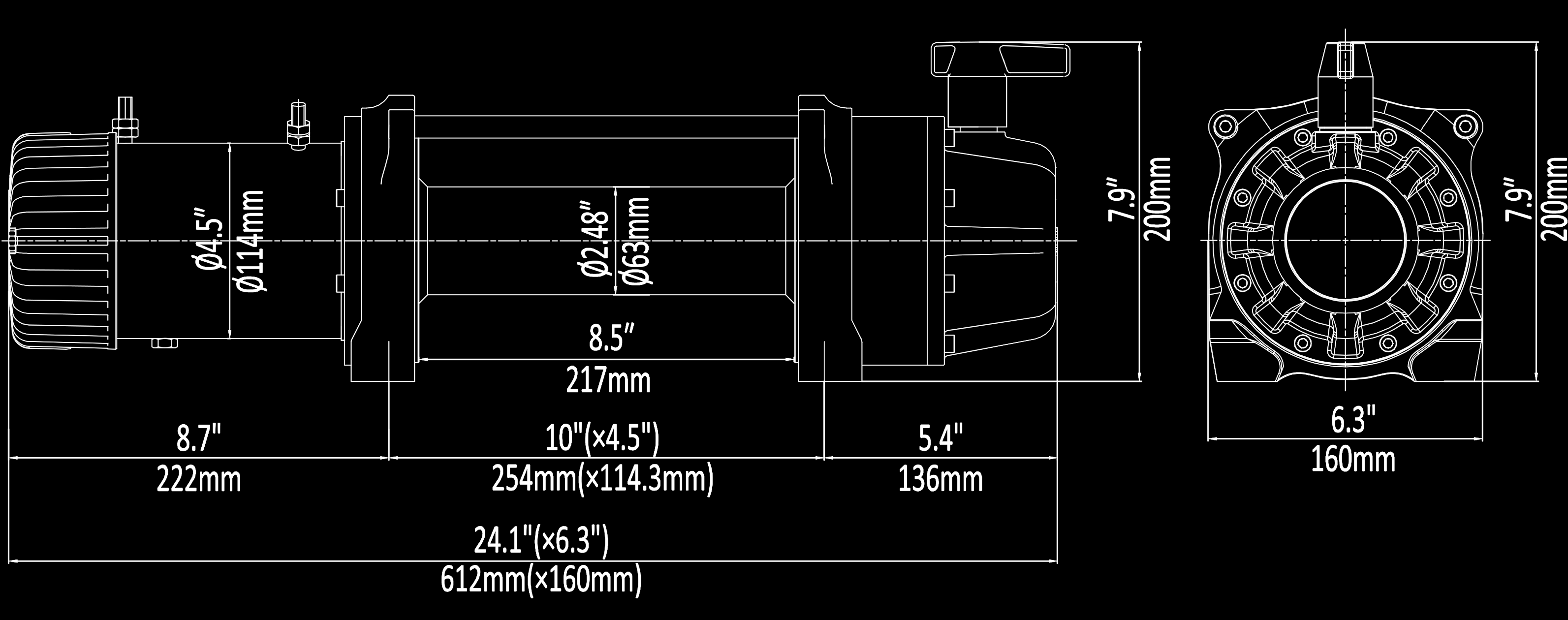 4X4 & General Winch Dimensional Drawings – Runva