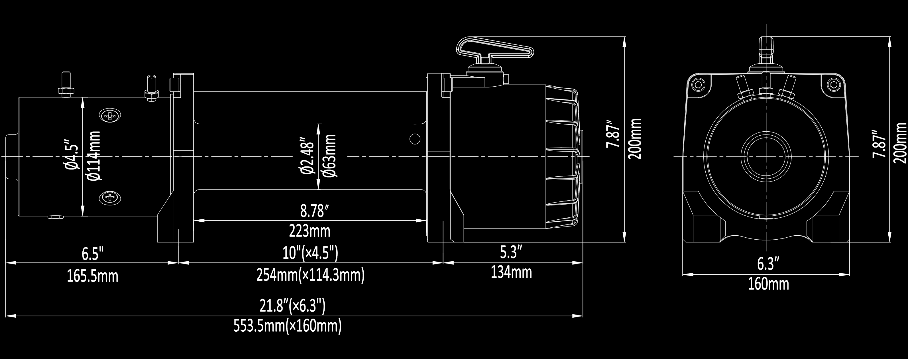 4X4 & General Winch Dimensional Drawings – Runva