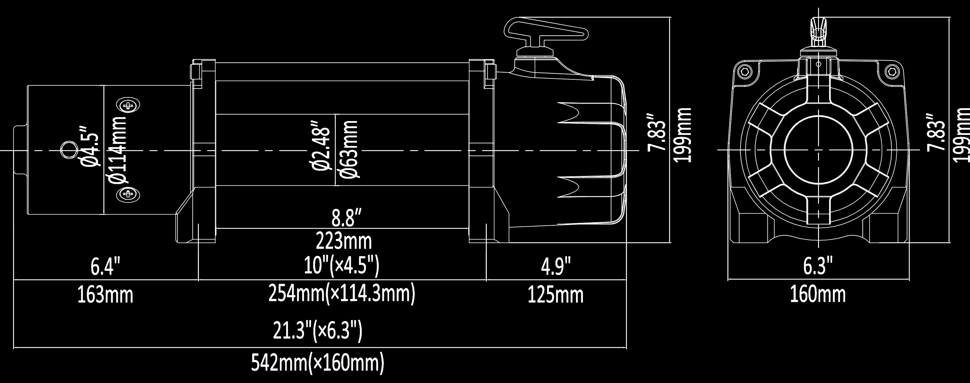 4X4 & General Winch Dimensional Drawings – Runva