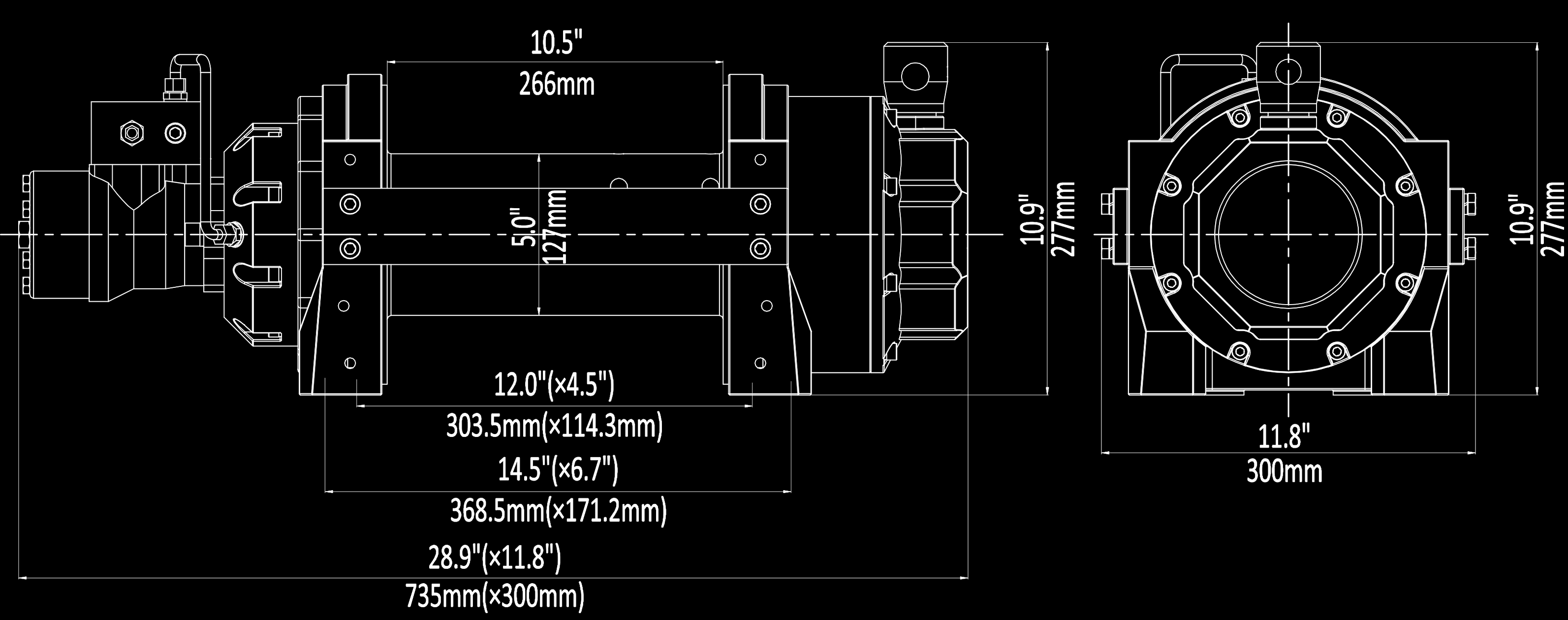 Hydraulic Winch Dimensional Drawings – Runva
