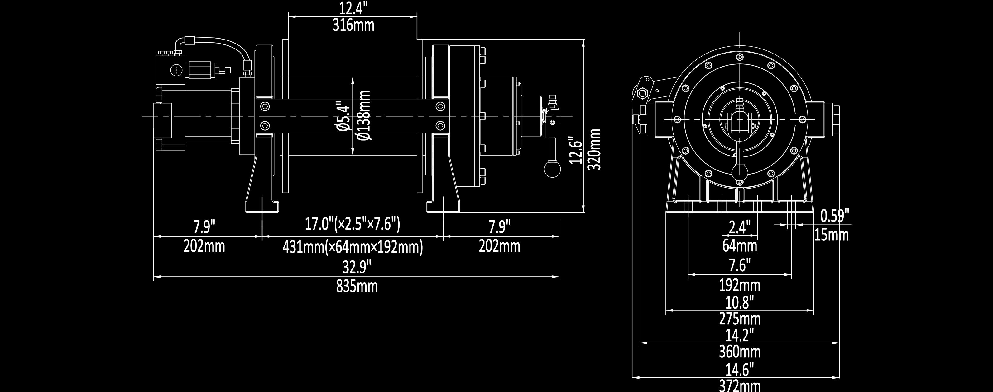 Hydraulic Winch Dimensional Drawings – Runva